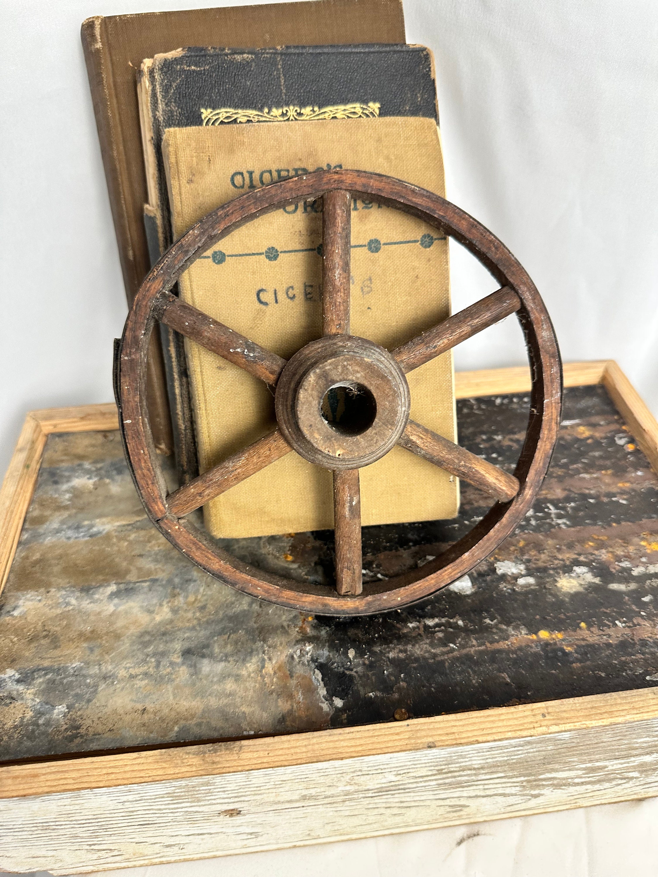 Wood Wagon Wheel, Vintage, Primitive Wheel, Farmhouse Decoration ...