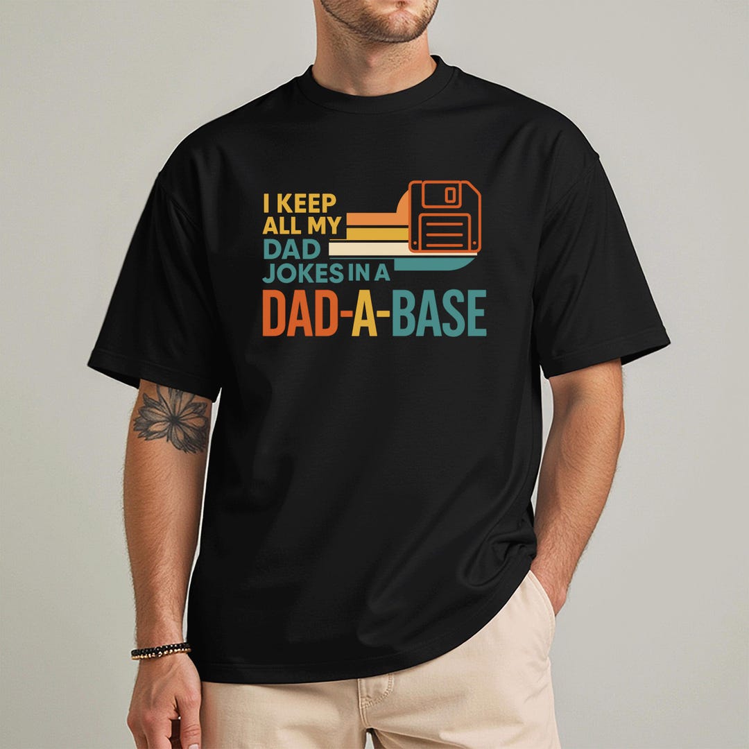 Retro Dad-a-base T-shirt: Funny Floppy Disk Tech Pun Tee - Etsy