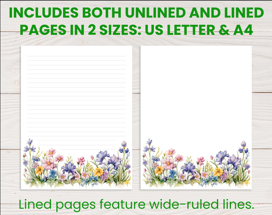 Printable Stationery: Wildflowers | Lined & Unlined, Floral Letter ...