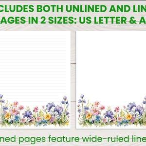 Printable Stationery: Wildflowers | Lined & Unlined, Floral Letter ...