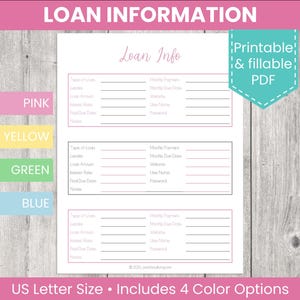 Printable LOAN ACCOUNT INFO Tracker: Loan Account List, Loan Details ...