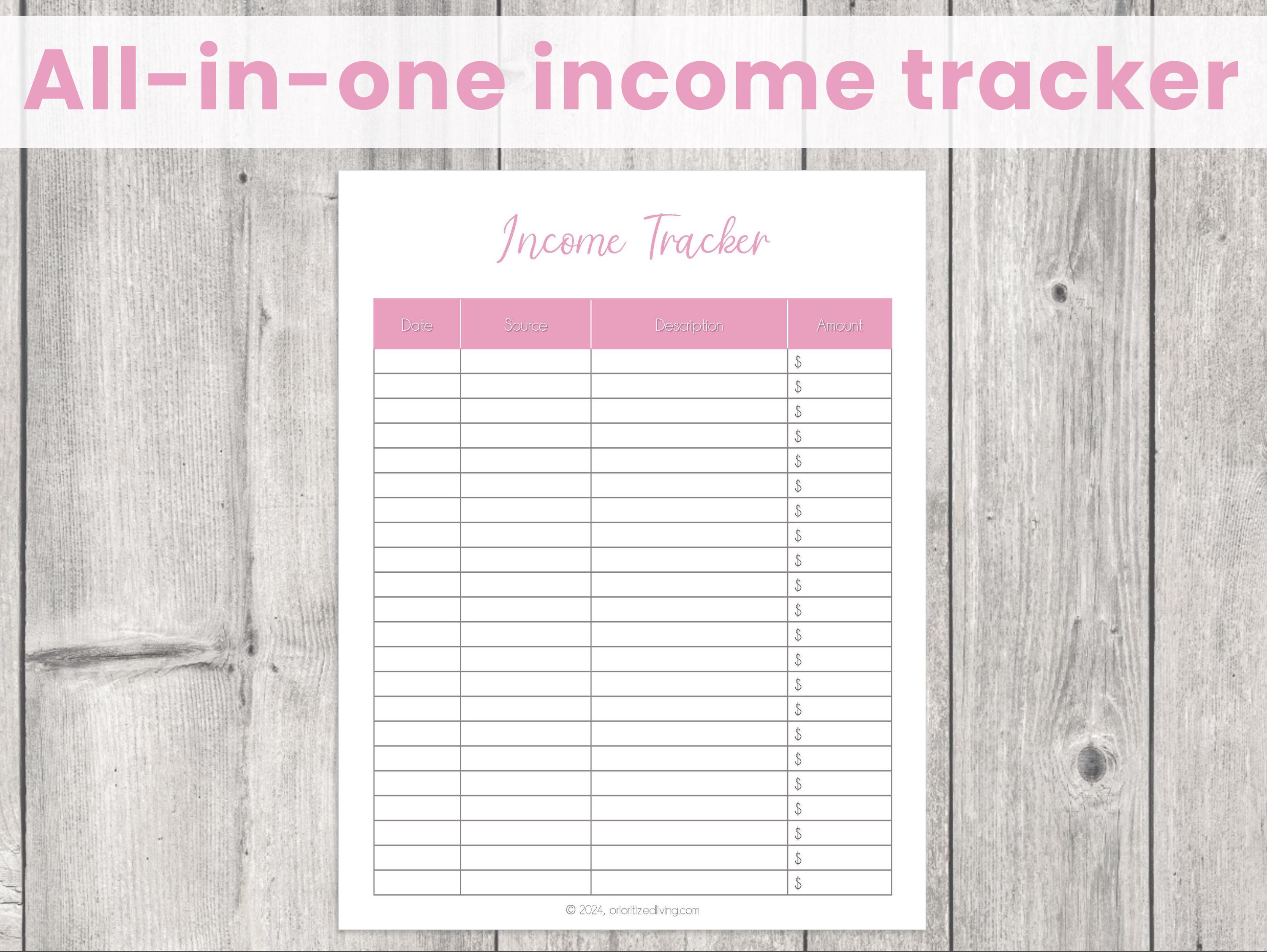 Income Trackers Printable: Monthly Income Statement (digital Download ...