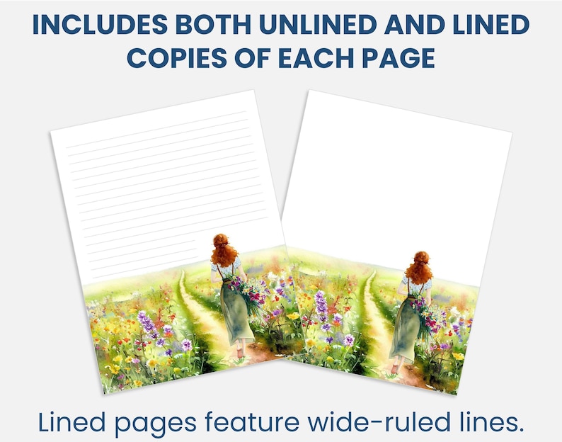 PRINTABLE STATIONERY Bundle: Landscapes Lined & Unlined, Letter-writing ...
