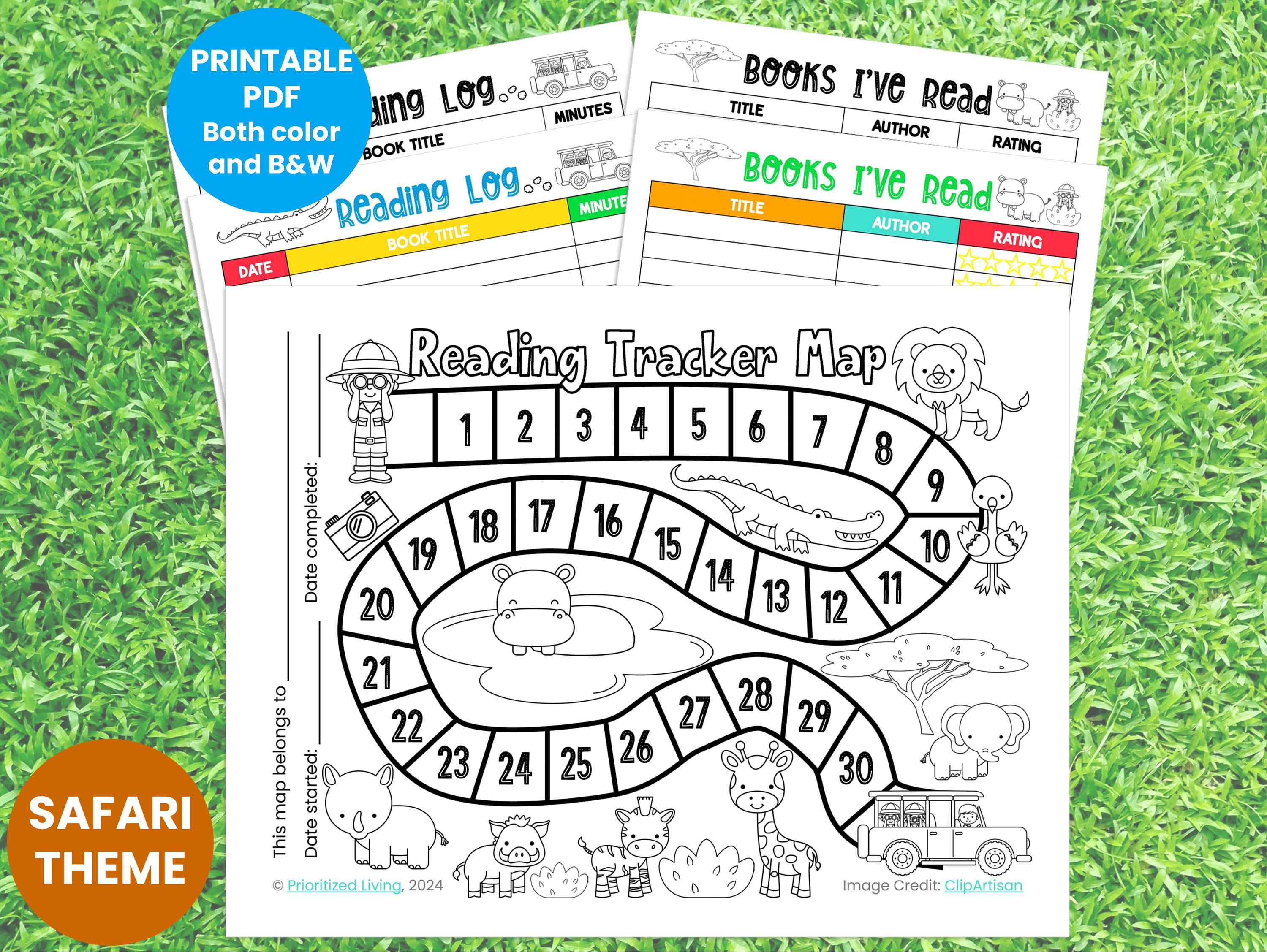 Reading Tracker Map Printable: Safari Theme | Kids Reading Book Log ...