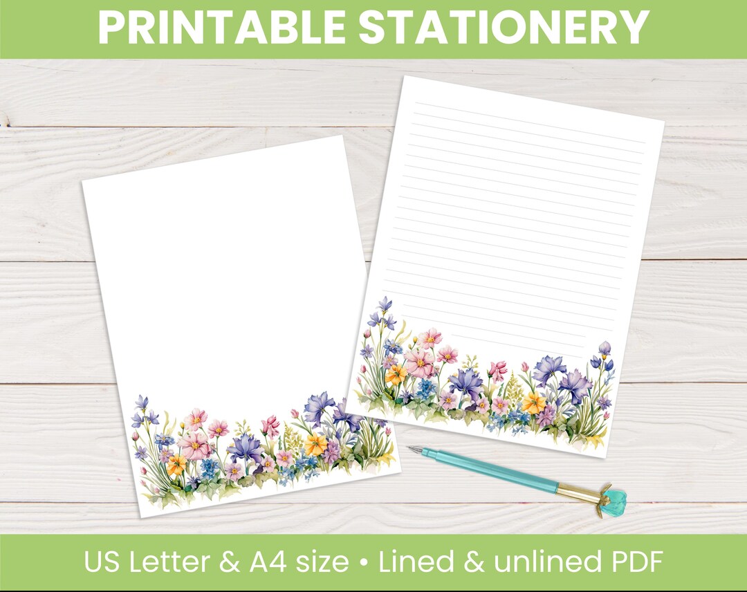 Printable Stationery: Wildflowers | Lined & Unlined, Floral Letter ...