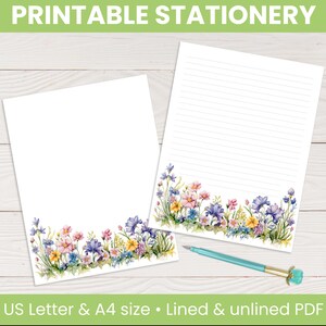 Printable Stationery: Wildflowers | Lined & Unlined, Floral Letter ...