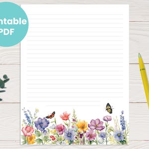 Printable Stationery: Wildflowers and Butterflies | Lined & Unlined ...