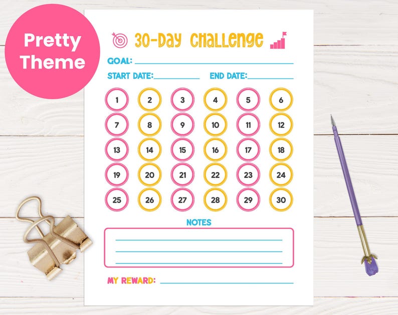30-day Habit Challenge Printable: Monthly Habit Tracker in 2 Colorful ...