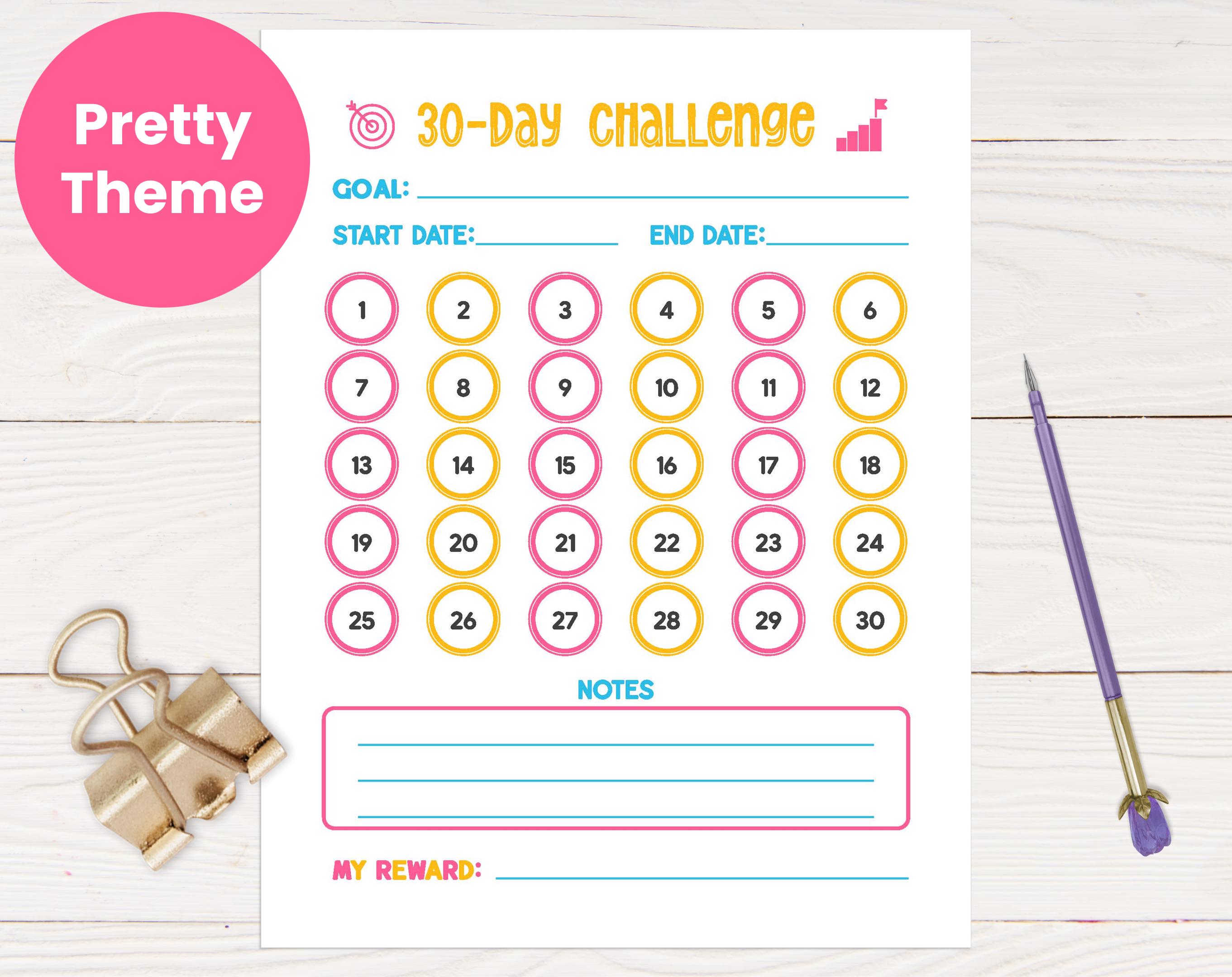 30-day Habit Challenge Printable: Monthly Habit Tracker in 2 Colorful ...