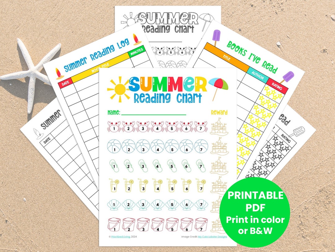 Kid's Summer Reading Chart Printable: Color and Black and White ...