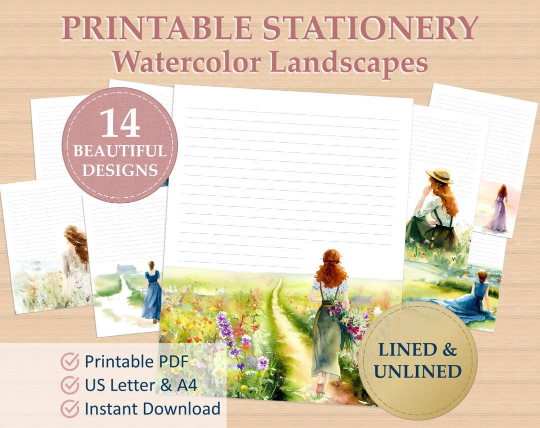Printable Stationery Set: Watercolor Writing Paper | Letter Writing ...