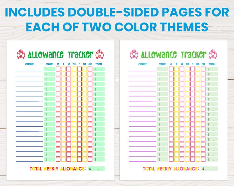 Allowance Tracker Printable: Paid Chore Log and Money Tracker in 2 ...