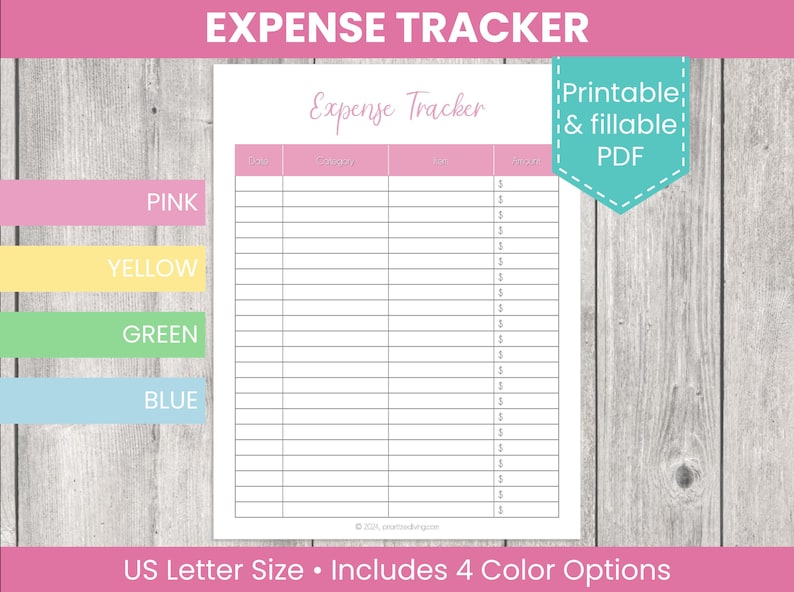 Expense Tracker Printable: Spending Log, Financial Tracker, Expense ...