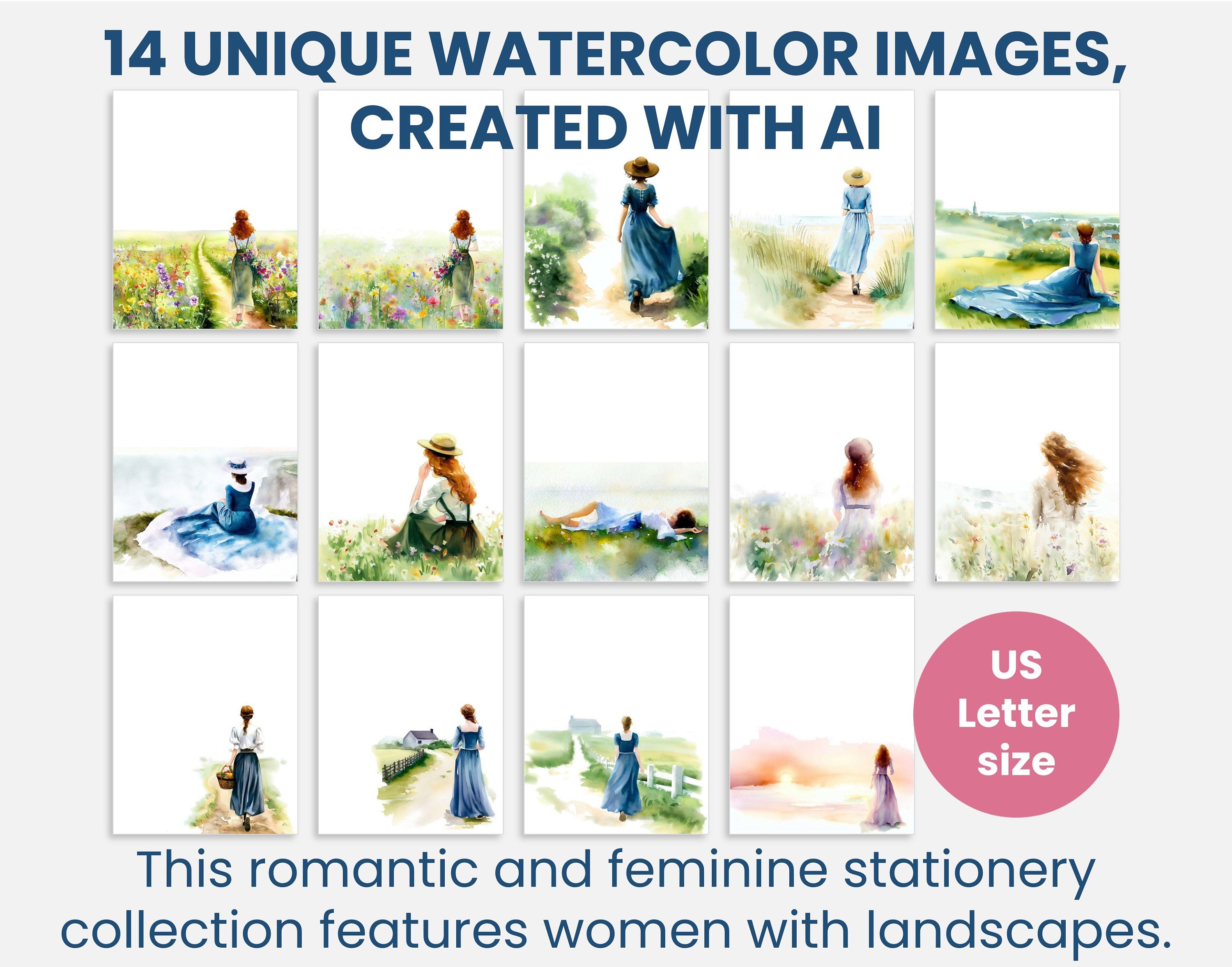 Printable Stationery Bundle: Landscapes Lined & Unlined, Letter-writing ...