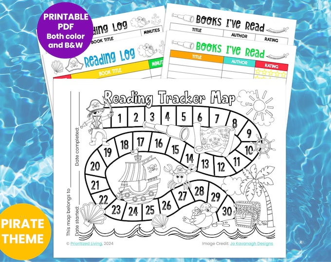 Reading Tracker Map Printable: Pirate Theme | Kids Reading Log ...