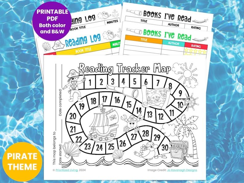 Reading Tracker Map Printable: Pirate Theme Kids Reading Book Log ...