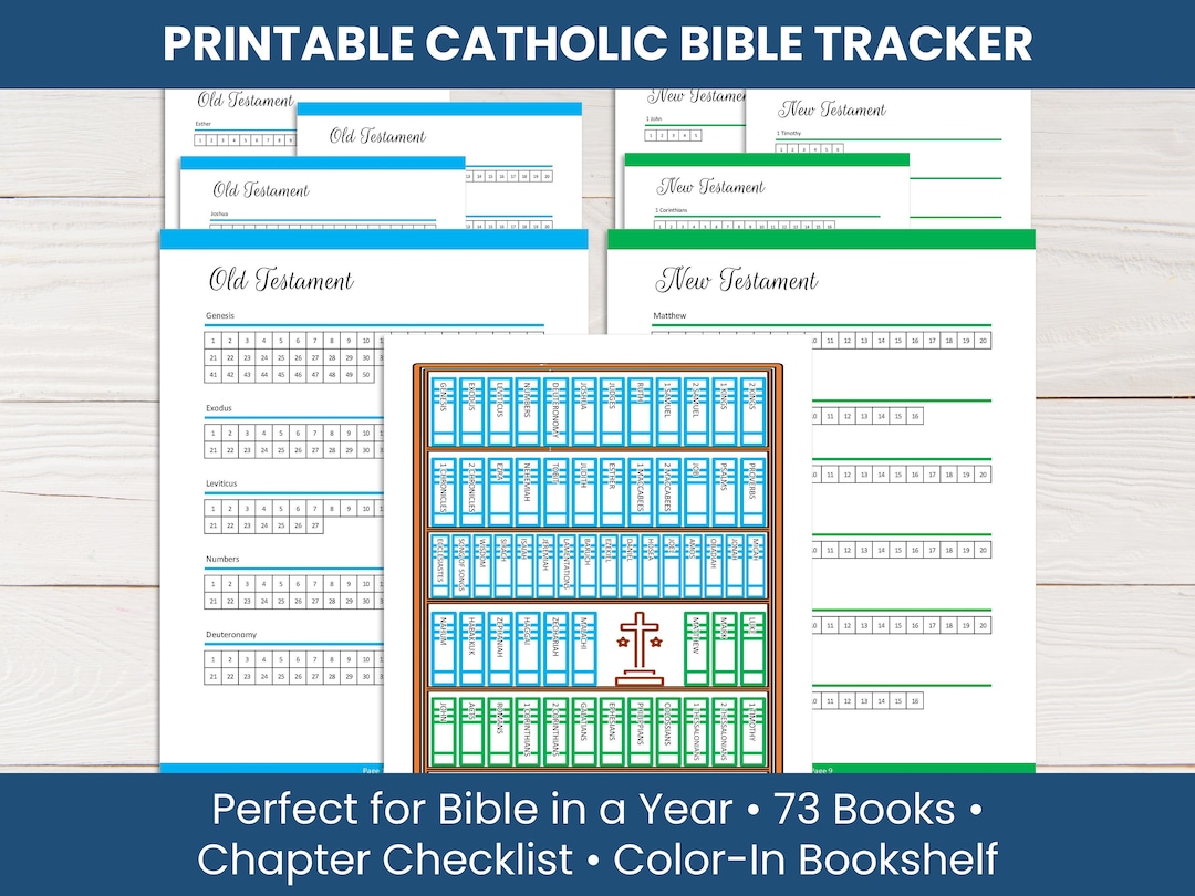Catholic Bible Reading Tracker Printable: 73 Books, Chapter Checklist ...