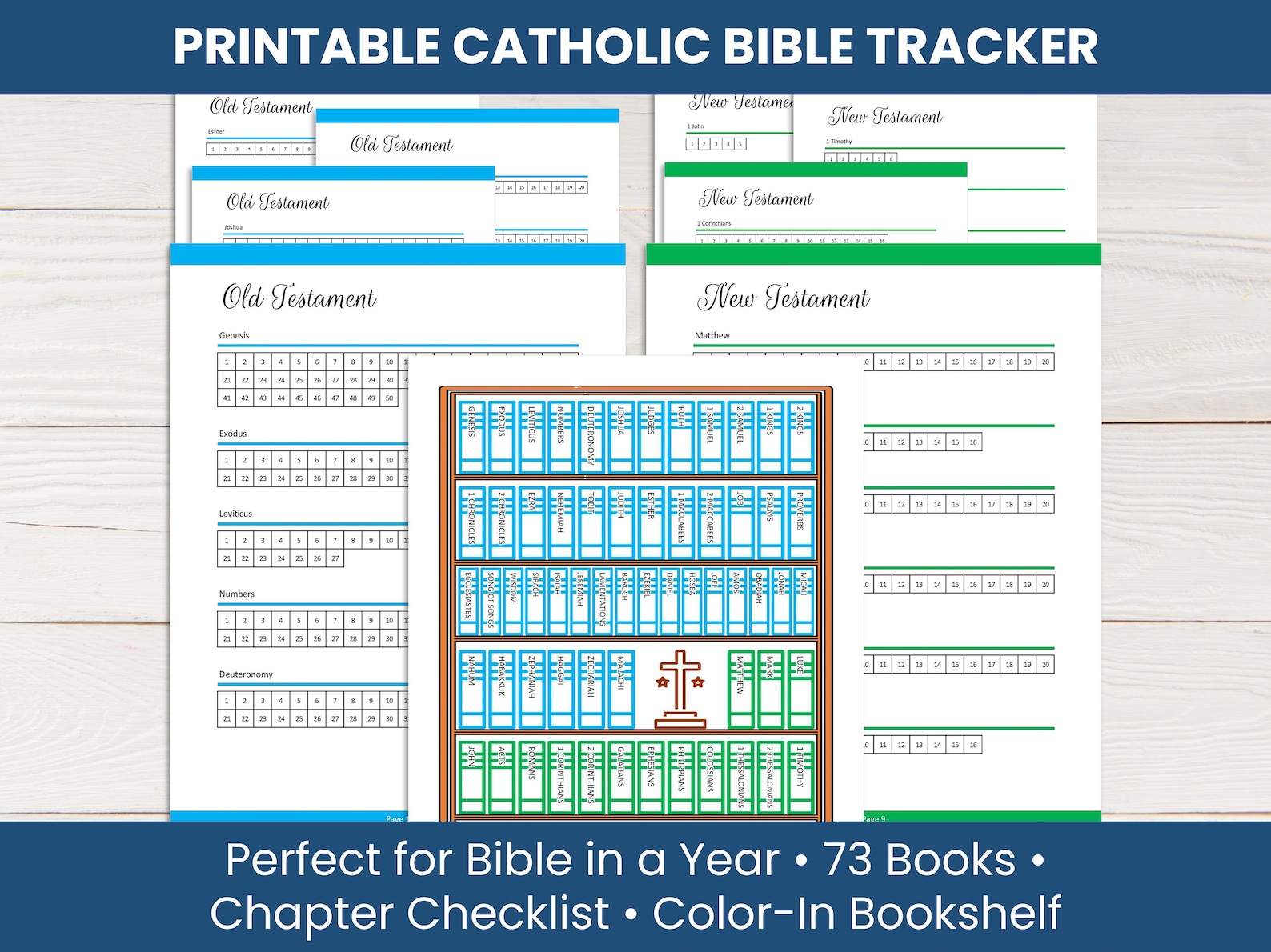 Catholic Bible Reading Tracker Printable: 73 Books, Chapter Checklist ...