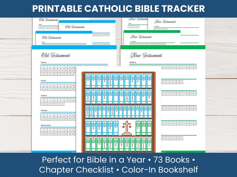 Catholic Bible Reading Tracker Printable: 73 Books, Chapter Checklist ...