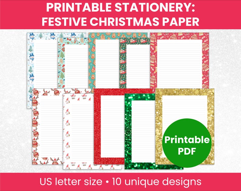 Printable Stationery: Festive Christmas Bundle | Letter-writing Paper ...