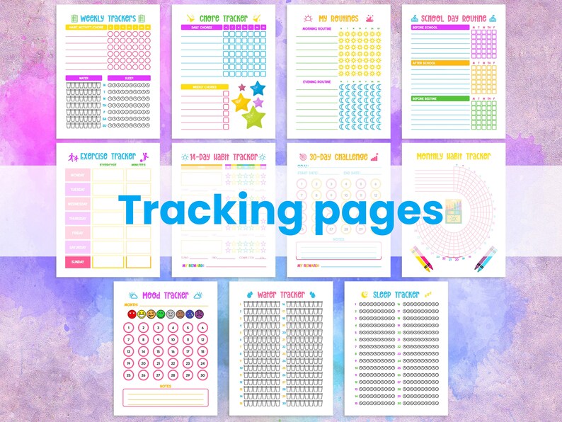 Kid's Planner Printable Bundle: Chore Chart, Habit Tracker, Calendar ...