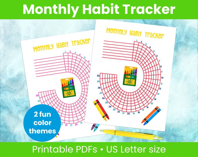 Habit Tracker Printable: 30-day Circle Tracker for Monthly Goals in 2 ...