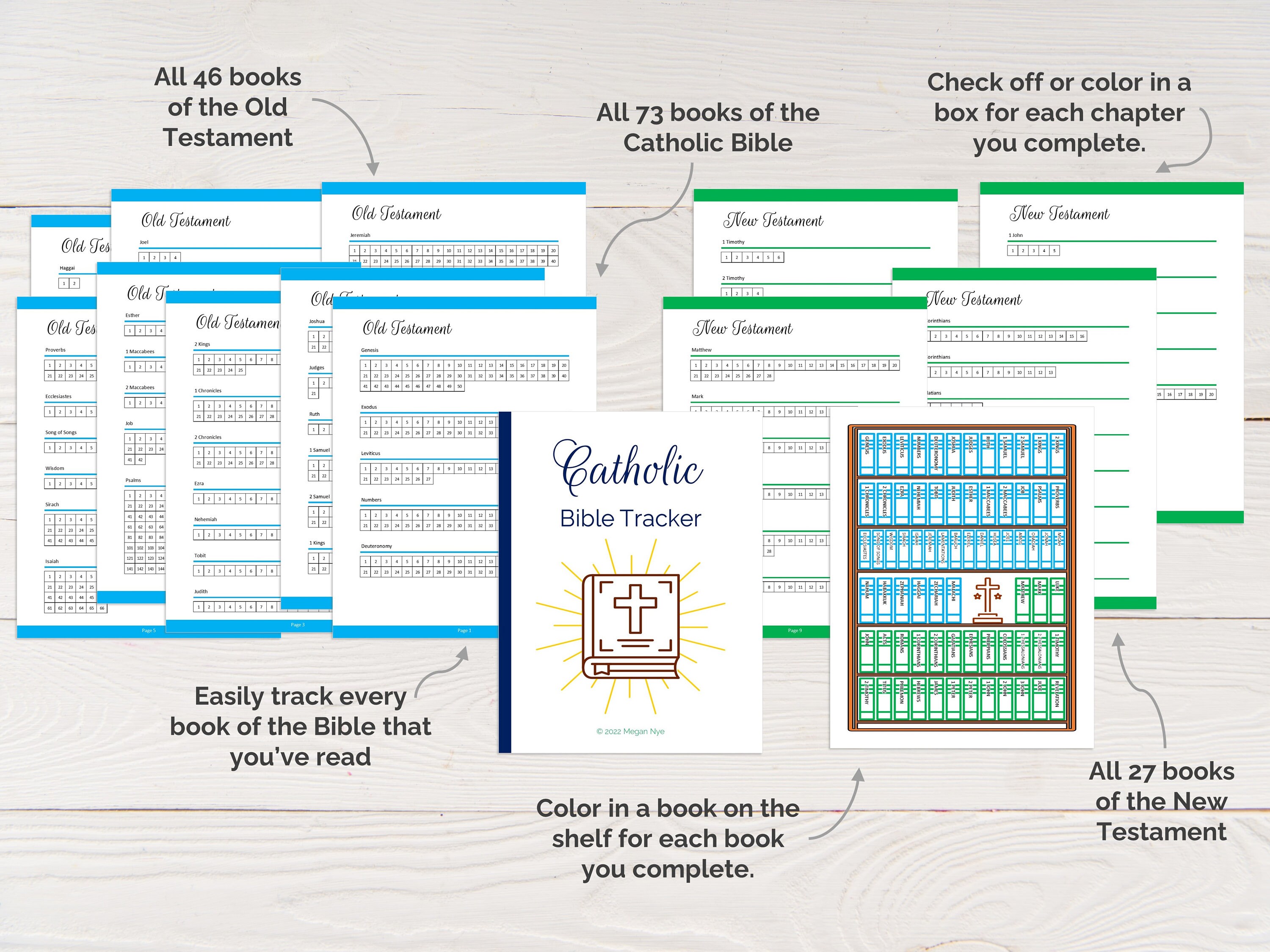 Catholic Bible Reading Tracker Printable: 73 Books, Chapter Checklist ...