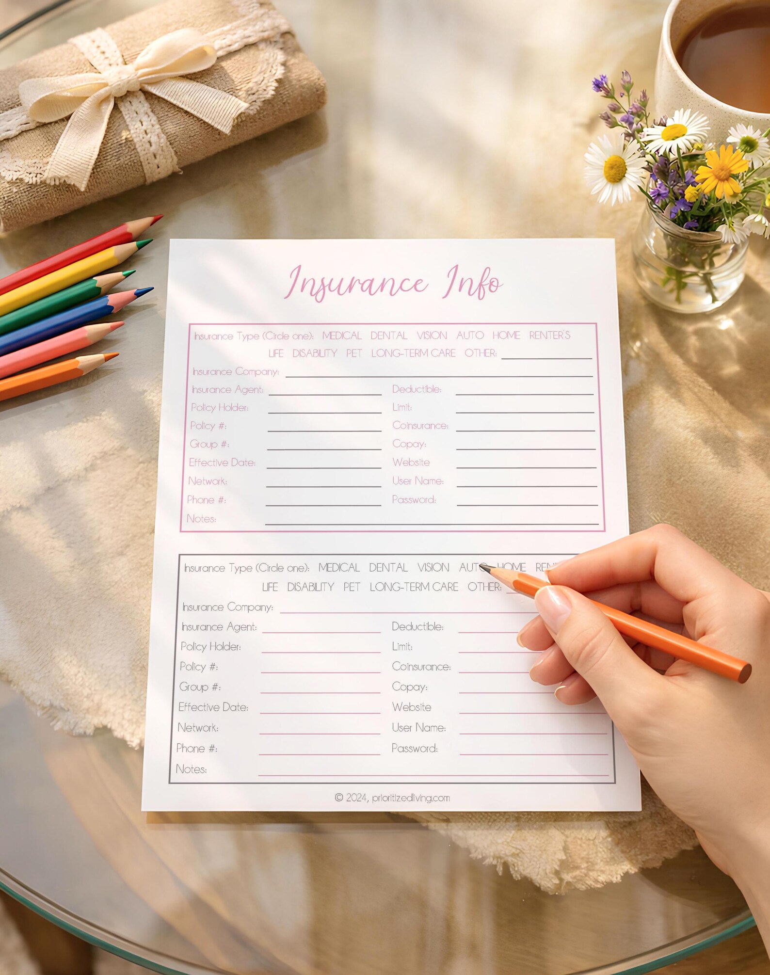 Insurance Policy Info Tracker Printable: Insurance Policy List and ...