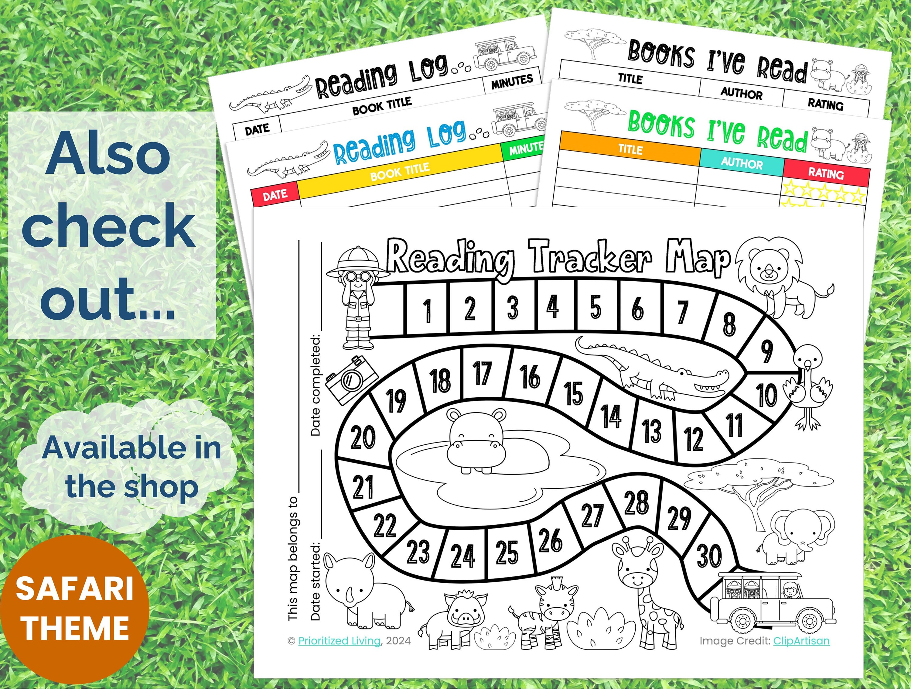 Kid's SUMMER READING CHART Printable: Color and Black and White Summer ...