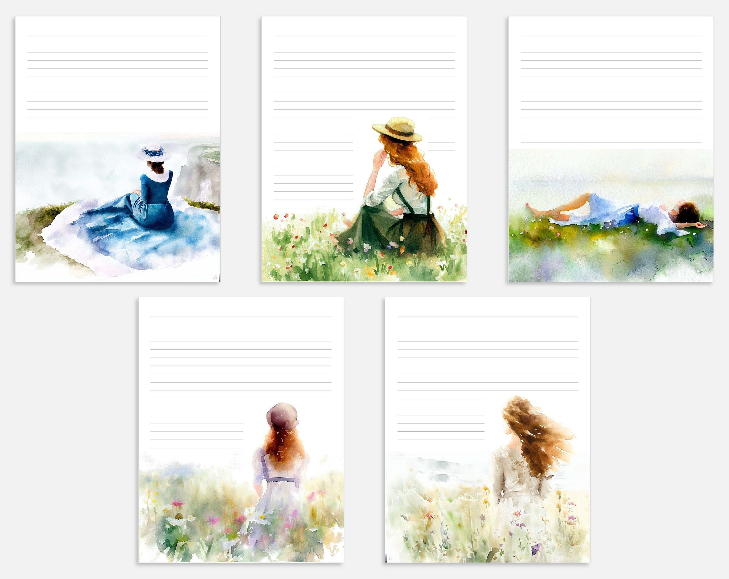 Printable Stationery Bundle: Landscapes Lined & Unlined, Letter-writing ...