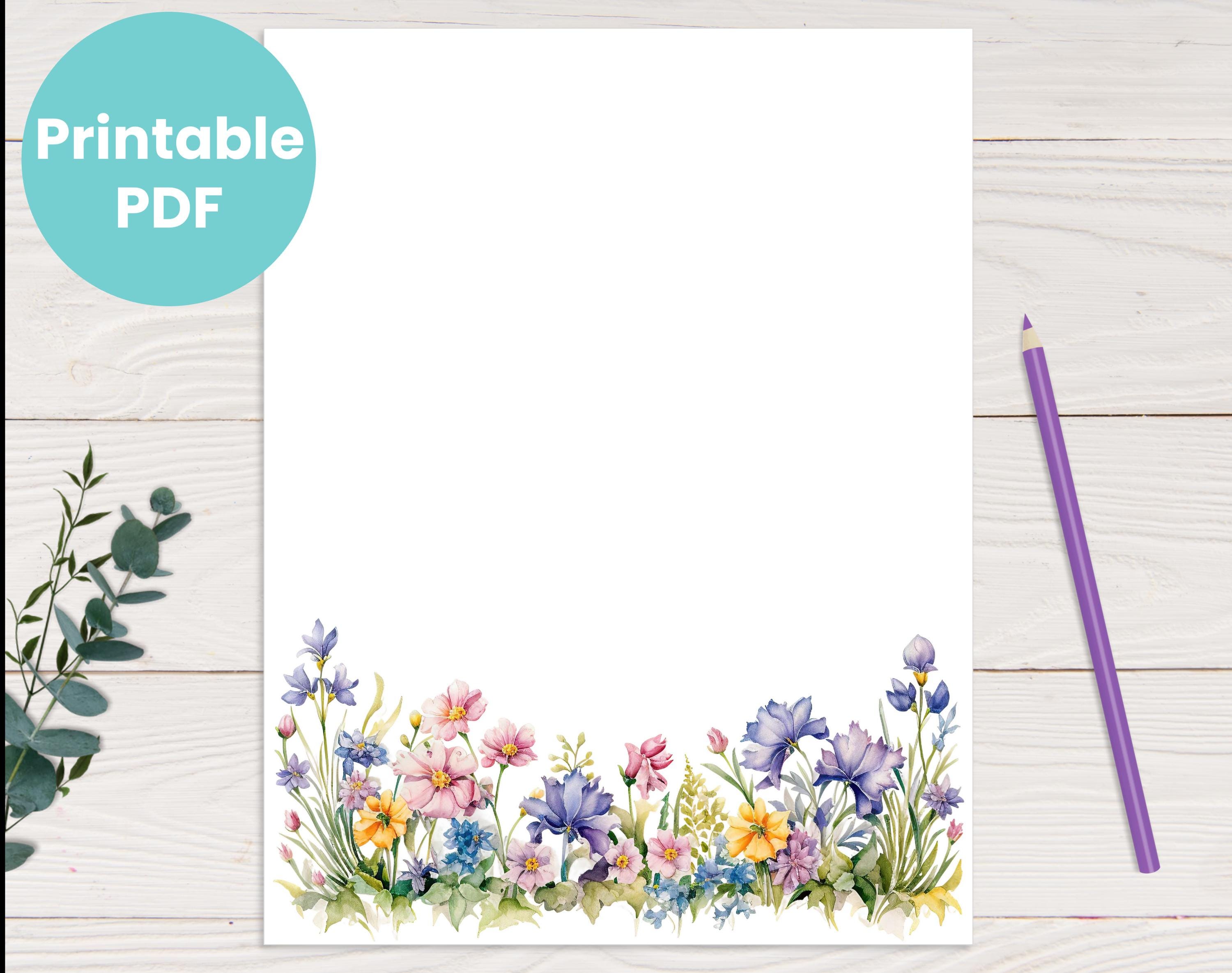 Printable Stationery: Wildflowers | Lined & Unlined, Floral Letter ...