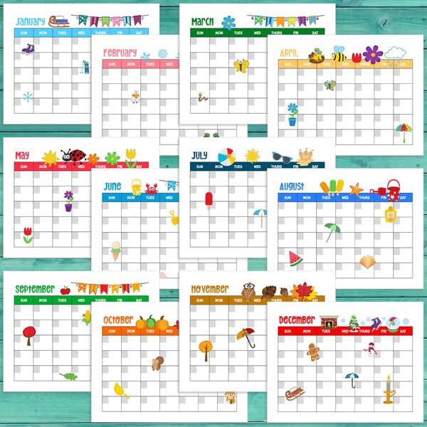 Printable Calendar for Kids - Etsy