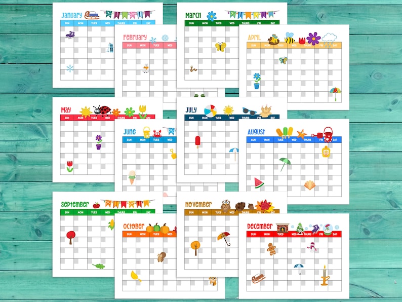 Undated Monthly Calendars Printable: Blank & Colorful | Perfect for ...