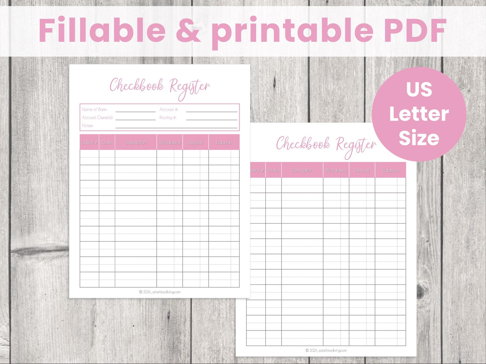 Checkbook Register Printable: Checkbook Ledger, Checkbook Log ...