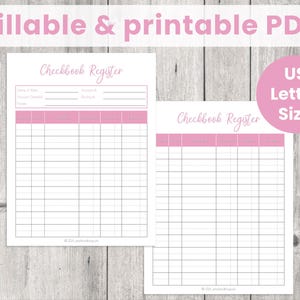 Checkbook Register Printable: Checkbook Ledger, Checkbook Log ...