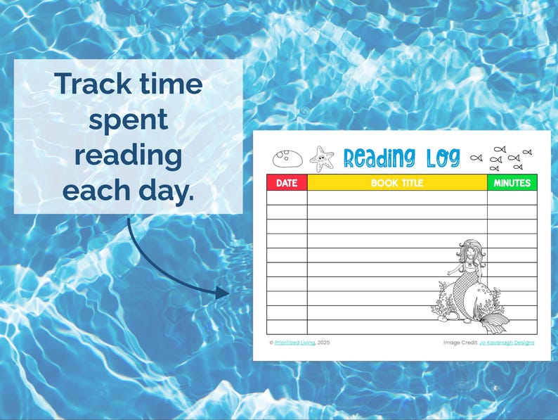 Reading Tracker Map Printable: Mermaid Theme | Kids Reading Book Log ...