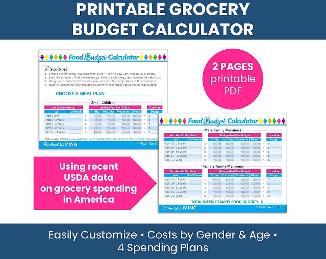 Printable GROCERY BUDGET Calculator | Family Food Budget Calculator ...