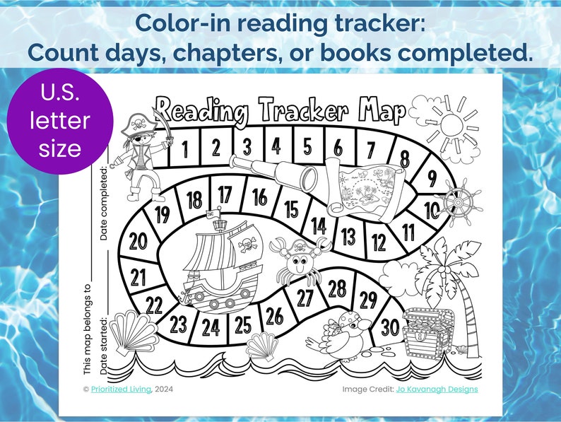 Reading Tracker Map Printable: Pirate Theme | Kids Reading Log ...