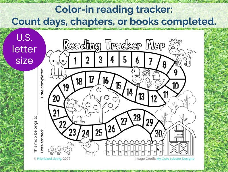 Farm Animals Theme Reading Tracker Map Printable: Kids Reading Log ...