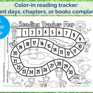 Reading Tracker Map Printable: Safari Theme | Kids Reading Book Log ...