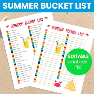 Kid's Summer Bucket List Printable: Activities for Kids and Custom ...
