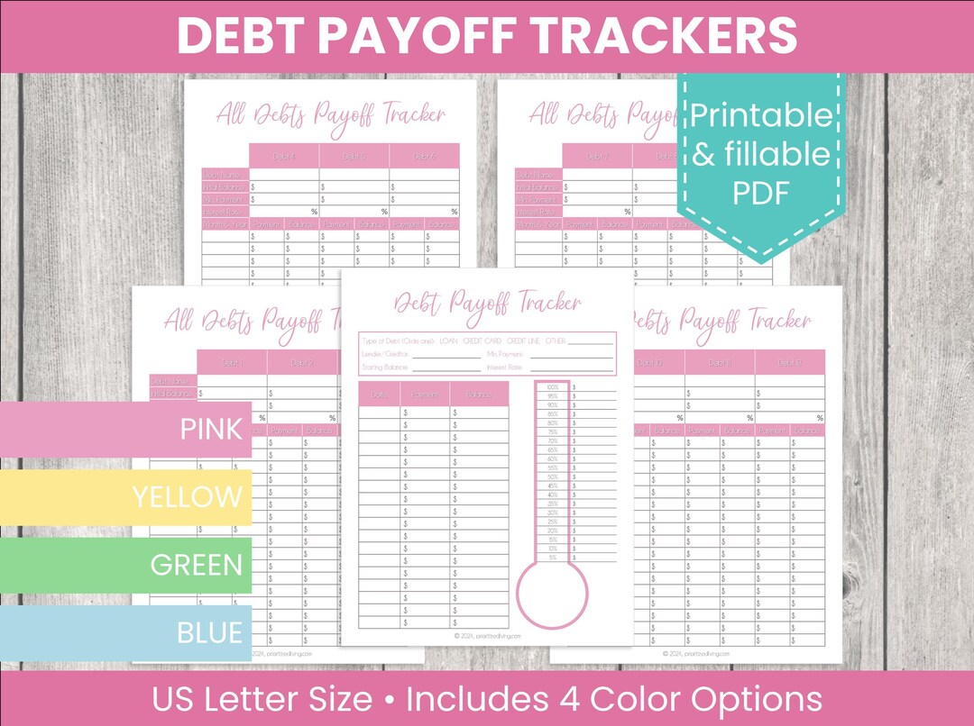 Debt Payoff Trackers Printable: Debt Thermometer & All Debts Tracker Summary (digital Download ...