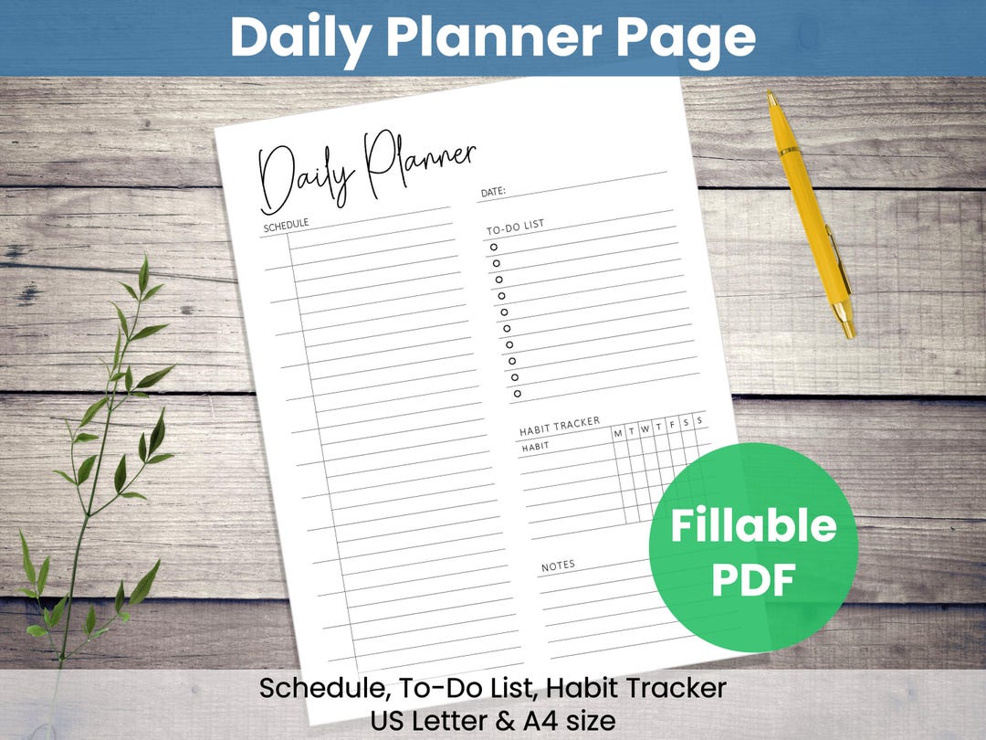 Daily Planner Printable: Minimalist Template | Hourly Schedule, To-do ...