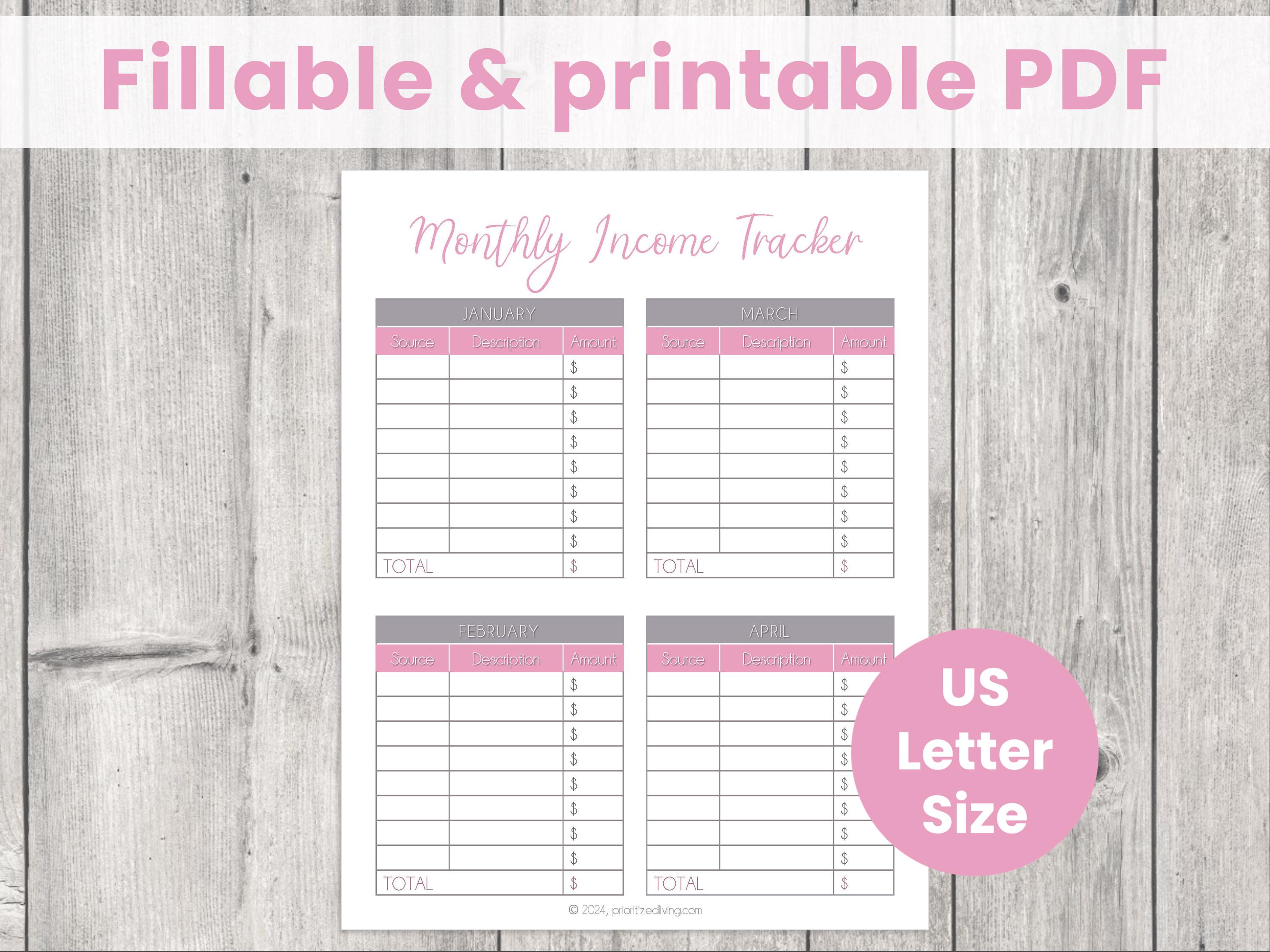 Income Trackers Printable: Monthly Income Statement (digital Download ...