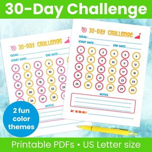 30-day Habit Challenge Printable: Monthly Habit Tracker in 2 Colorful ...