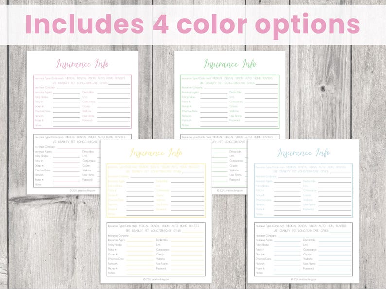 Insurance Policy Info Tracker Printable: Insurance Policy List and ...