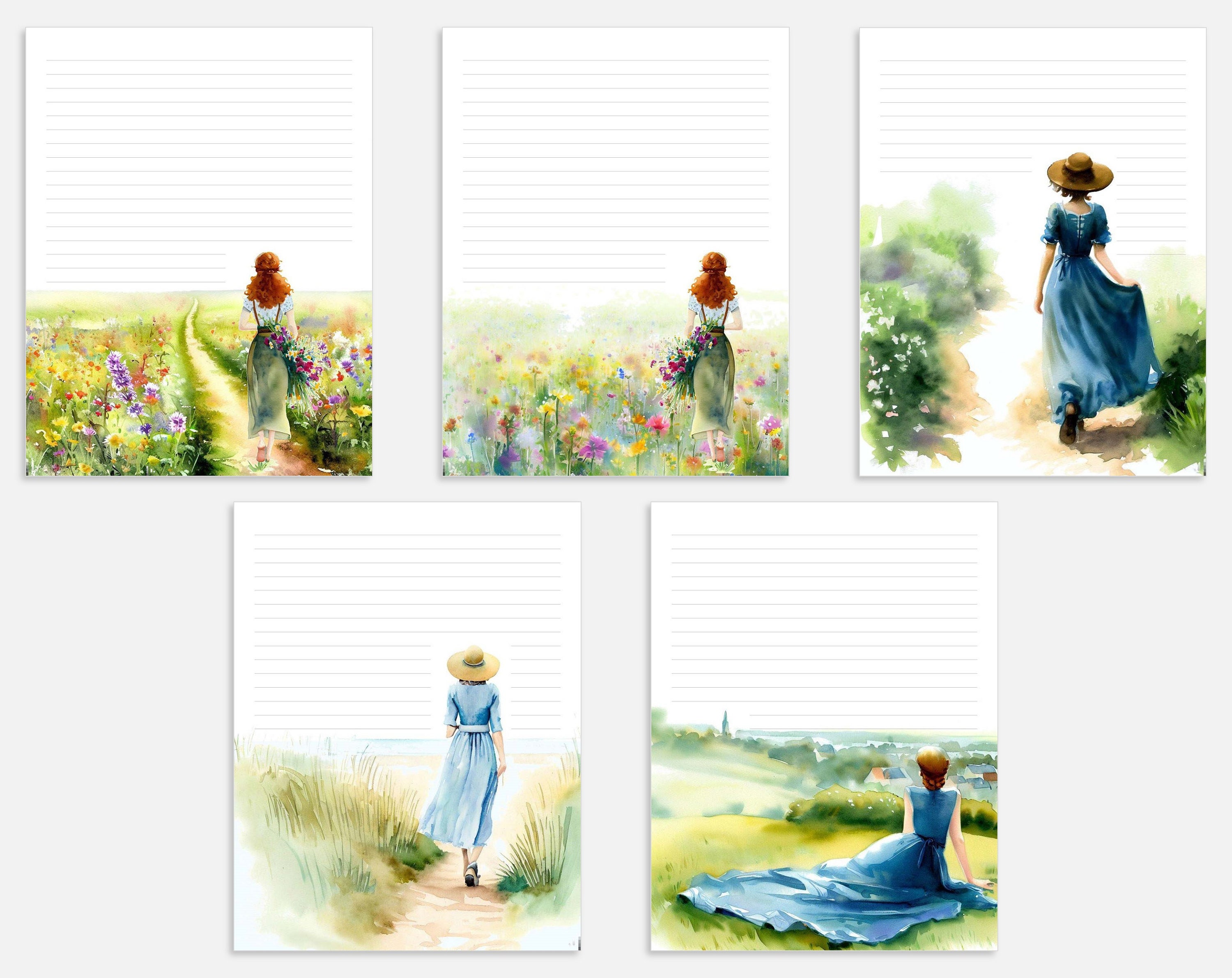 Printable Stationery Bundle: Landscapes Lined & Unlined, Letter-writing ...