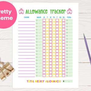 Allowance Tracker Printable: Paid Chore Log and Money Tracker in 2 ...
