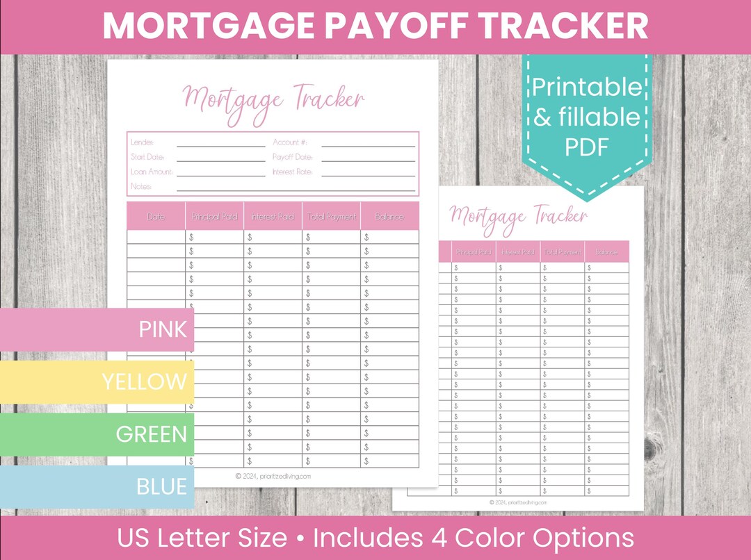 Mortgage Payoff Tracker Printable: House Payoff Log, Debt Payoff ...