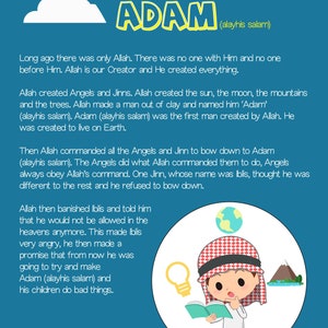 Prophet Adam Children's Activity Book I Printable I Islamic Learning I ...